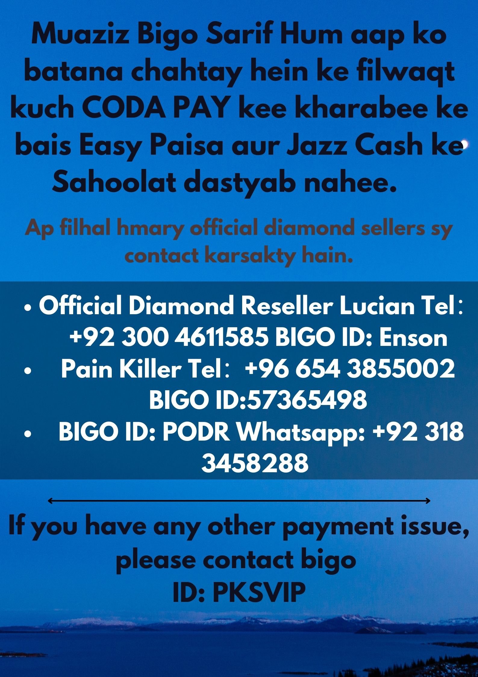 CODA PAY service unavilable. - BIGO LIVE